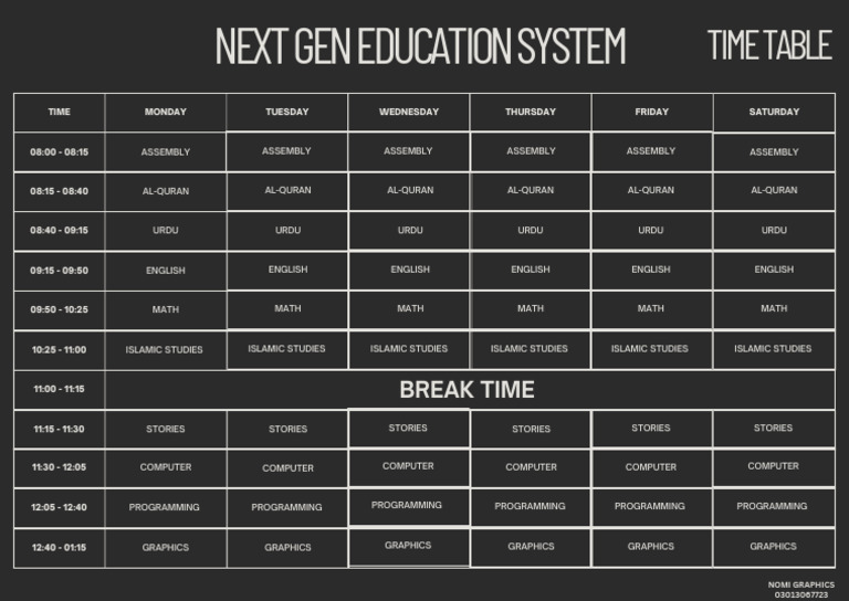 Next Gen Education System Timetable | PDF