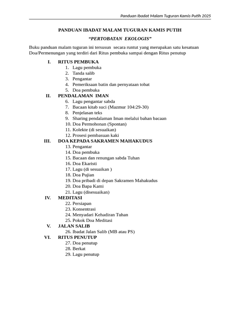 Panduan Ibadat Malam Tuguran THS-THM 2025 | PDF