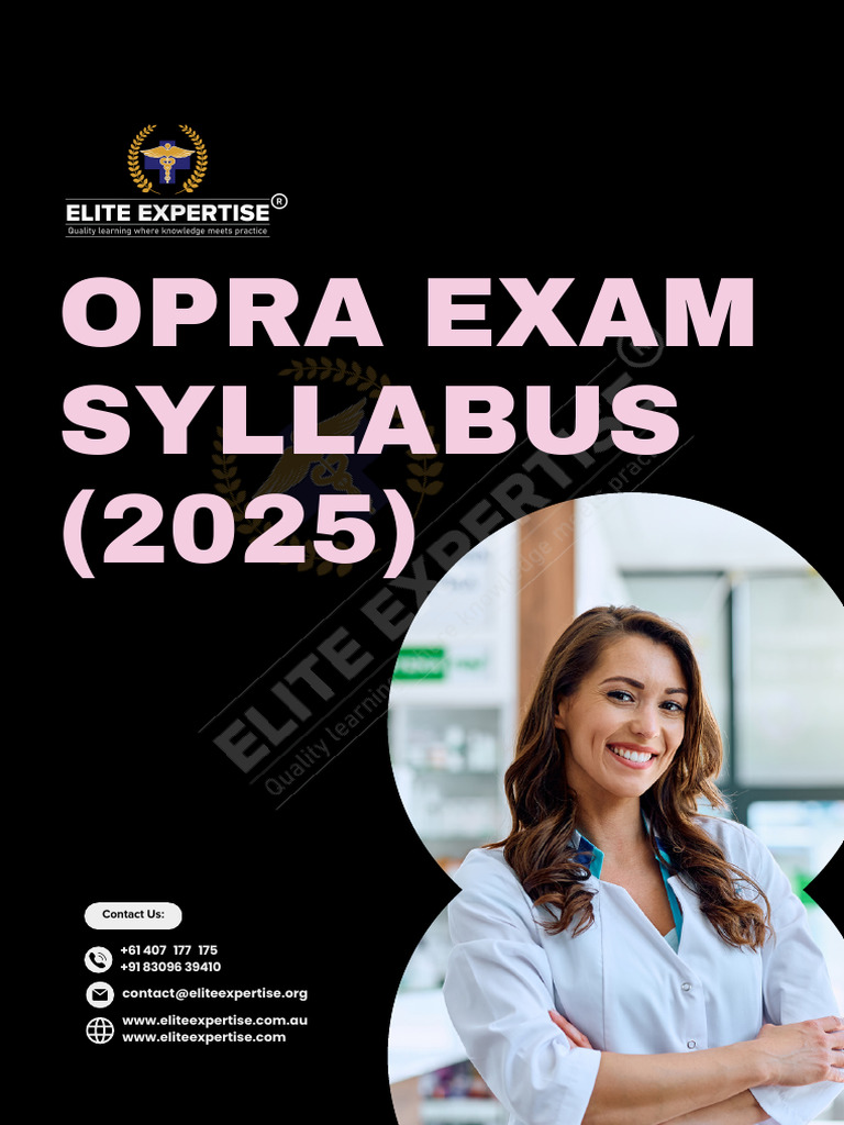 OPRA Exam Syllabus Overview 2025 | PDF | Pharmacology | Pharmacokinetics