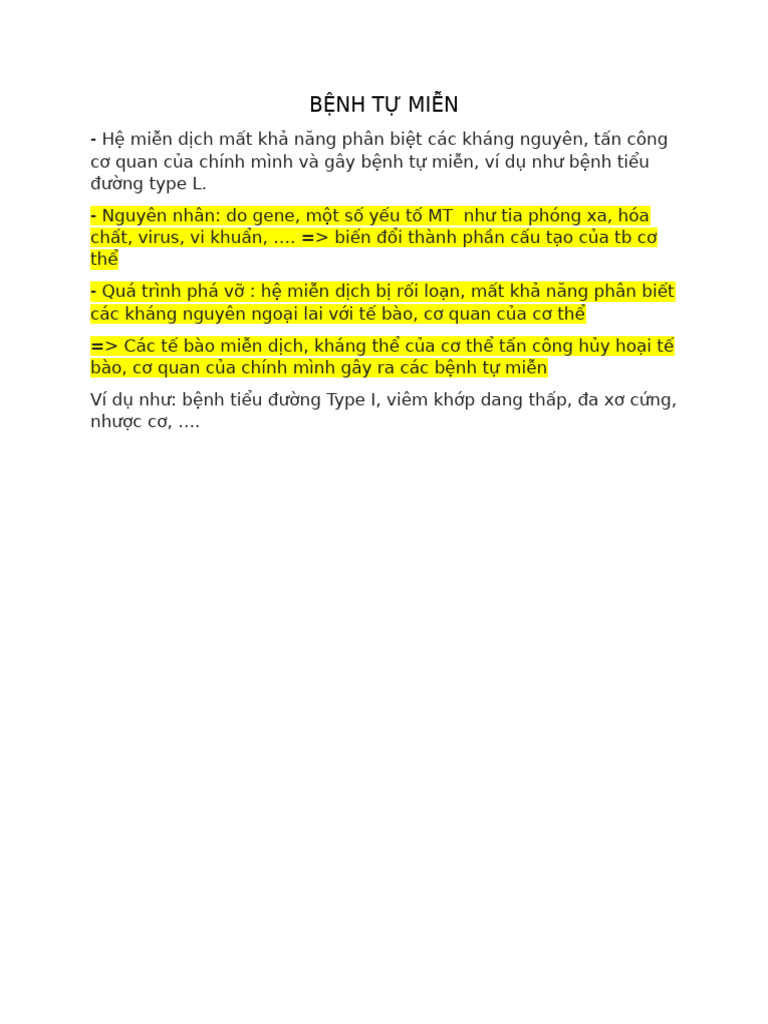 BỆNH TỰ MIỄN | PDF