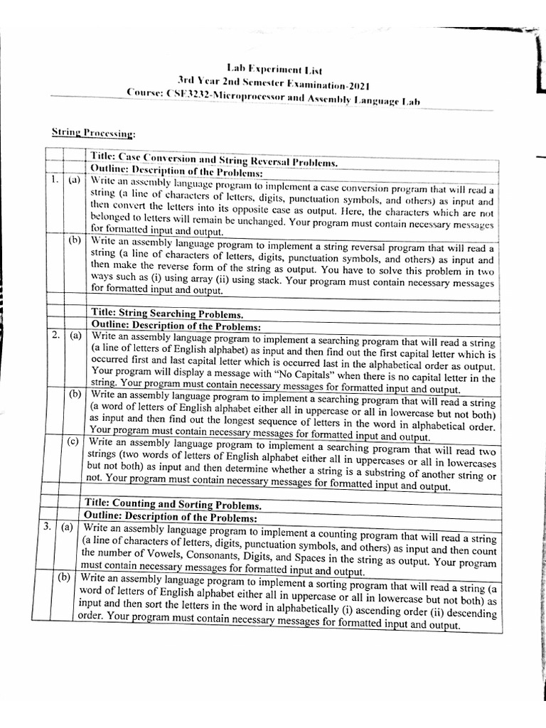 Microprocessor Lab Manual | PDF