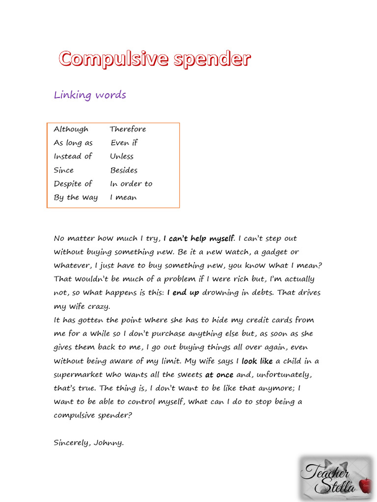 Compulsive Spender, How To Give Opinion | PDF