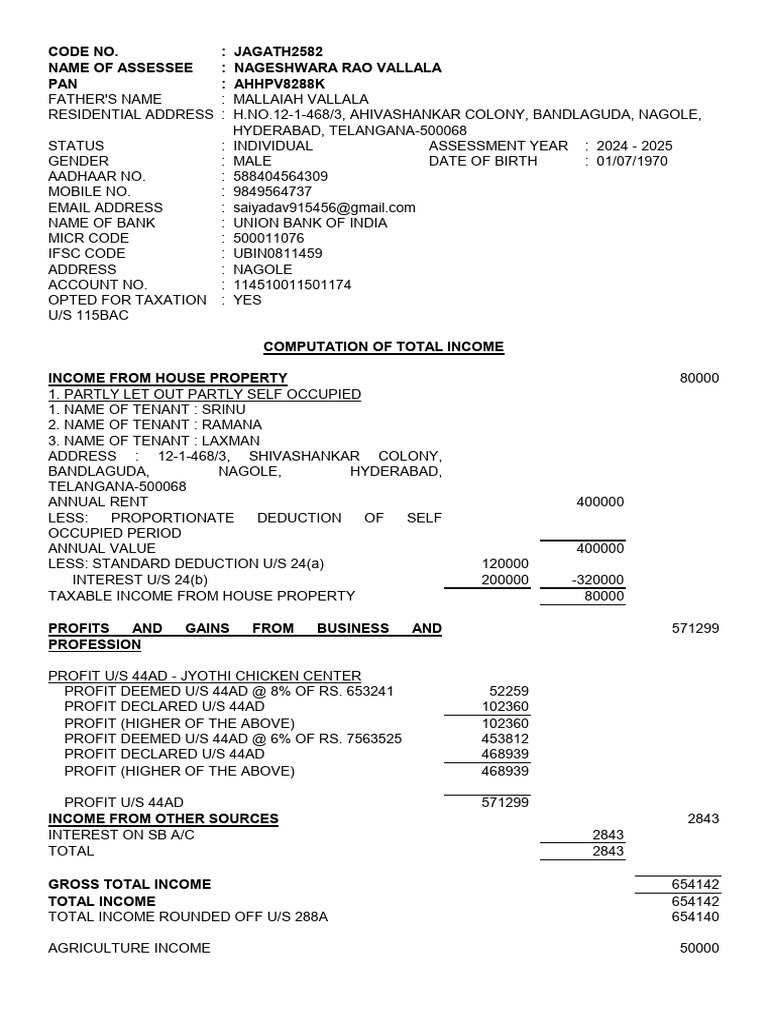 2024-25 computation | PDF | Taxes | Income