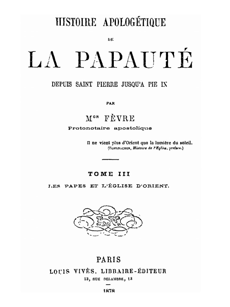 Histoire Apologetique de La Papaute III Extrait | PDF
