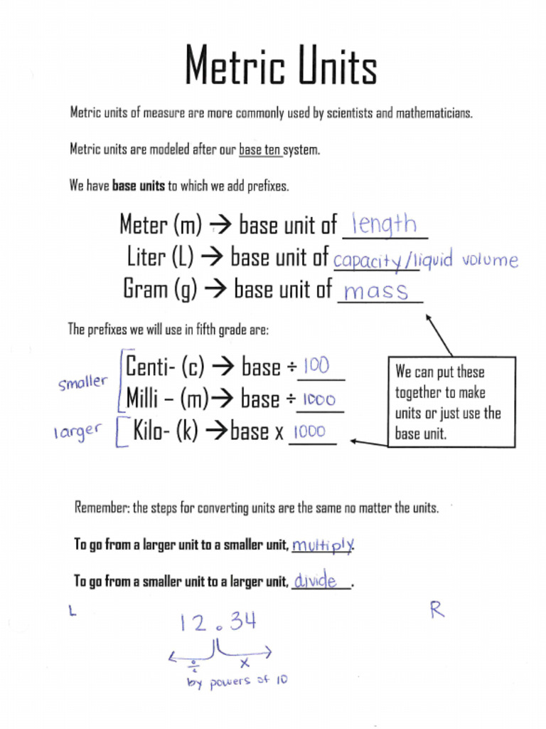 Metric Units Notes | PDF