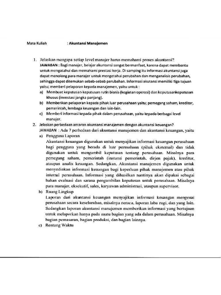 Tugas 1 Akuntansi Manajemen | PDF