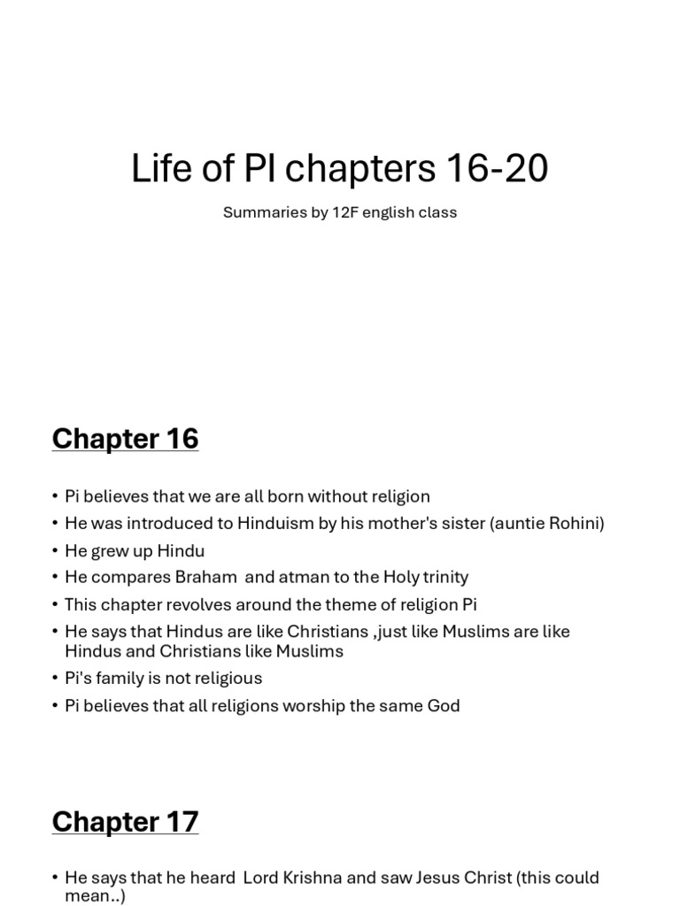 Life of PI Chapters 16-20 | PDF