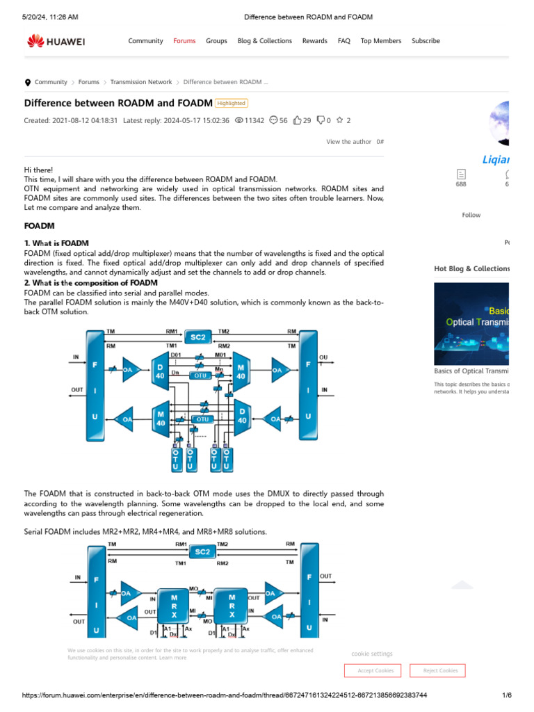 Difference Between ROADM and FOADM | PDF | Multiplexing | Wavelength ...