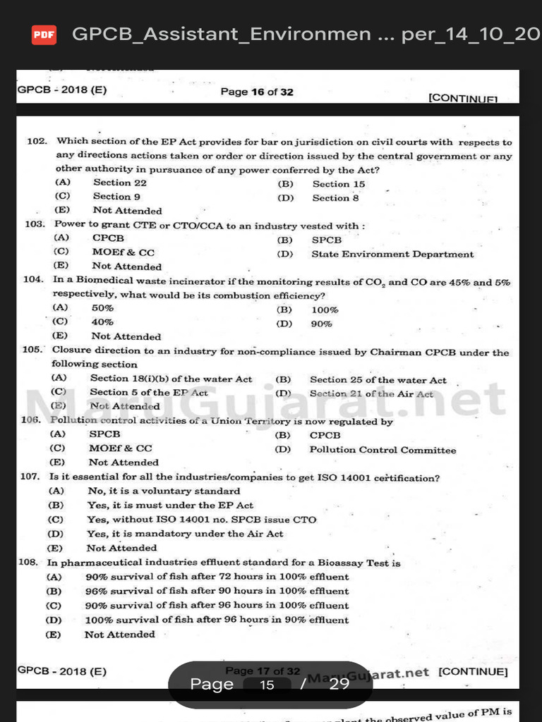 GPCB - Assistant - Environmental - Engineer - Question - Paper - 14 ...