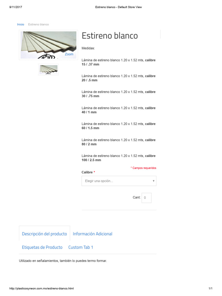 Calibre A MM ESTIRENO | PDF