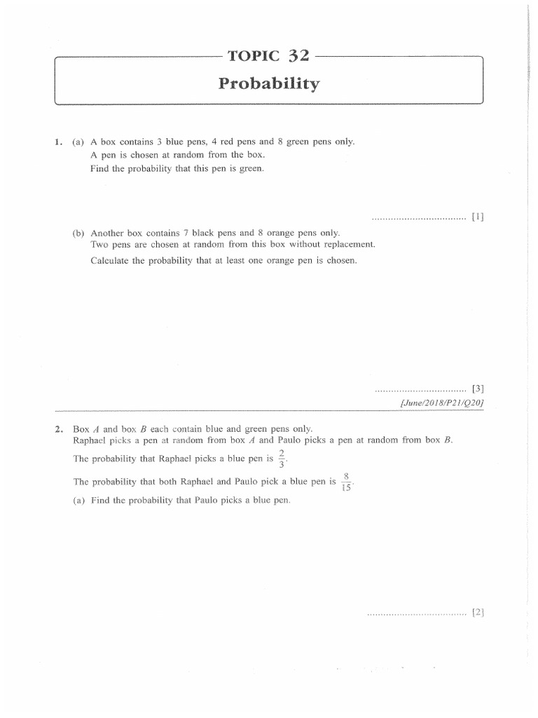 Probability P2 Past Papers Red Spot | PDF