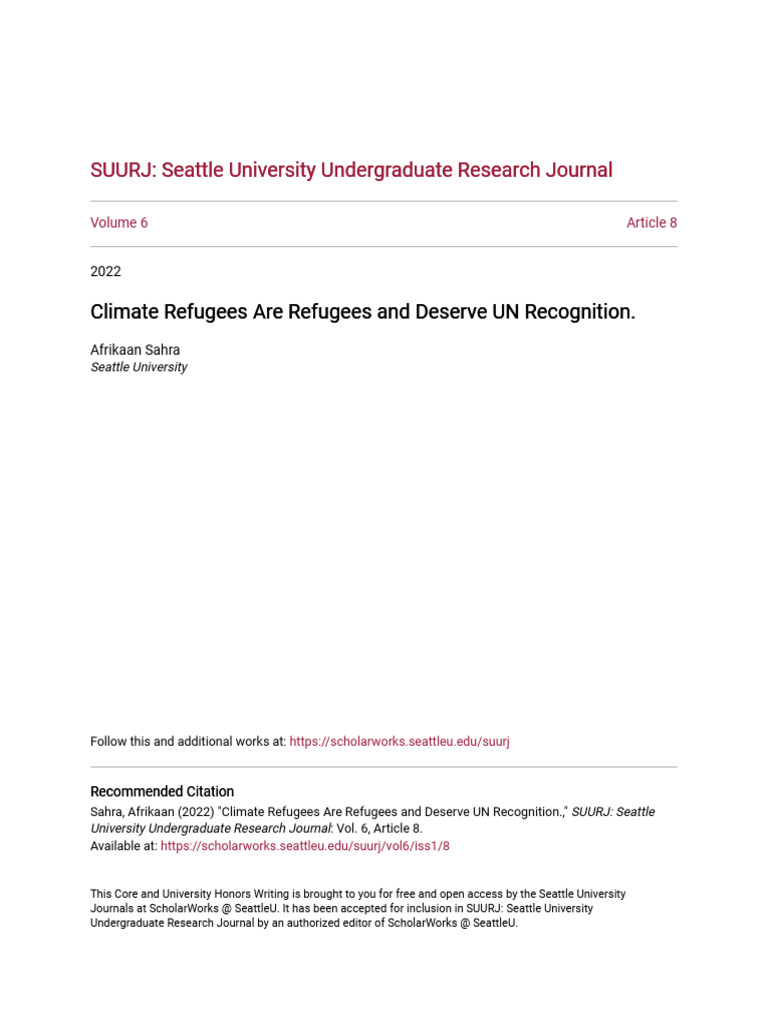 Climate Refugees Are Refugees and Deserve UN Recognition. | PDF ...