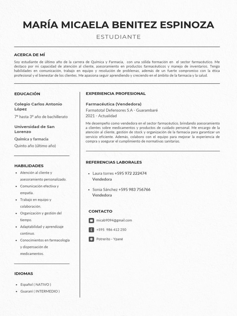 Curriculum Vitae Maria Benitez | PDF