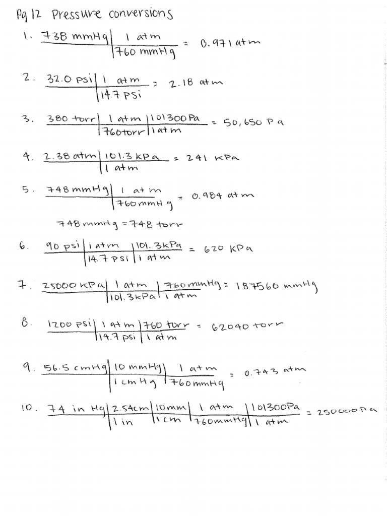 Key Pressure Conversions | PDF