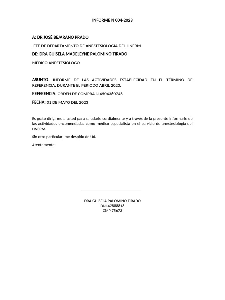 Informe de Actividades Anestesiología Abril 2023 | PDF | Rodilla ...