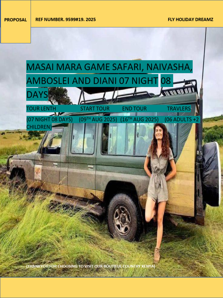 Masai Mara Game Safari, Naivasha, Amboslei and Diani 07 Night 08 Days (Aug) | PDF