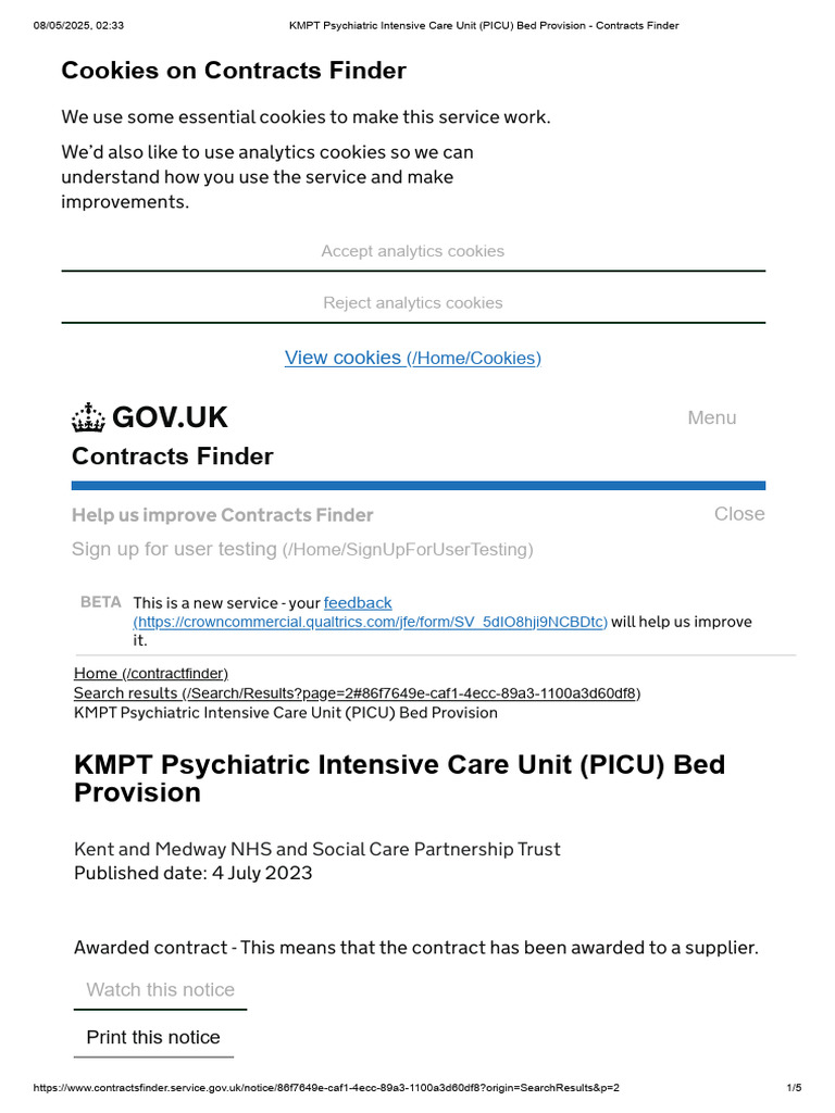 KMPT Psychiatric Intensive Care Unit (PICU) Bed Provision - Contracts ...