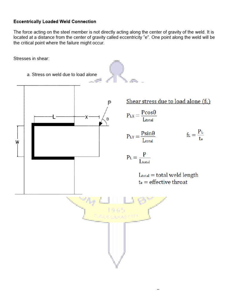 2eccentrically Loaded Weld Connection | PDF | Stress (Mechanics) | Force