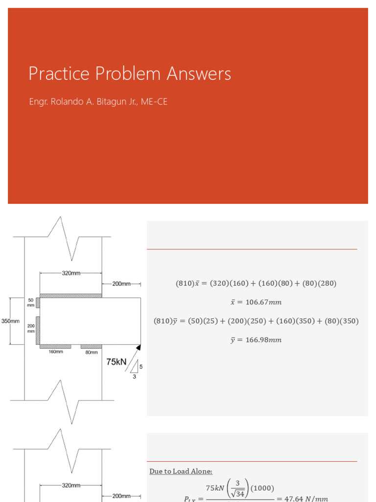Weld Practice Problem Answers | PDF | Solid Mechanics | Mechanical Engineering