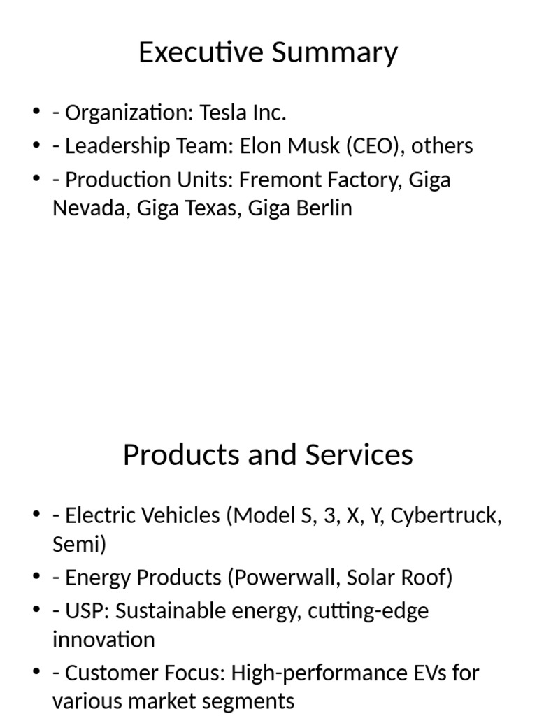 Tesla Business Strategy Presentation | PDF