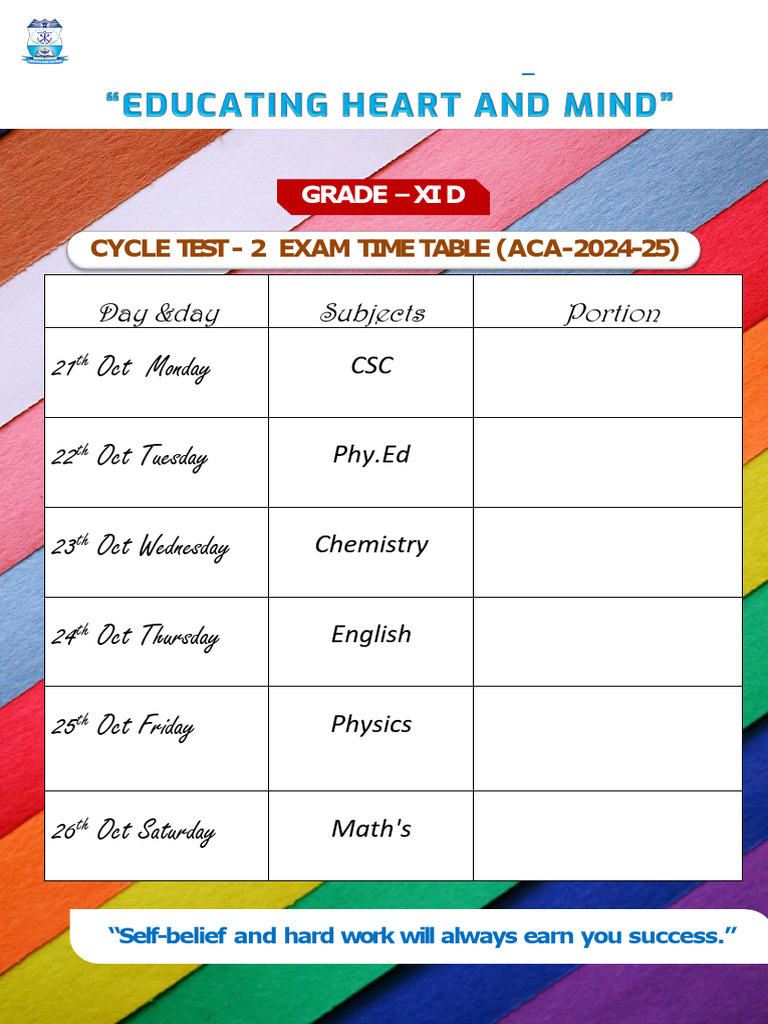 Cycletest-2examtimetablegrade11d 20241014133628 | PDF