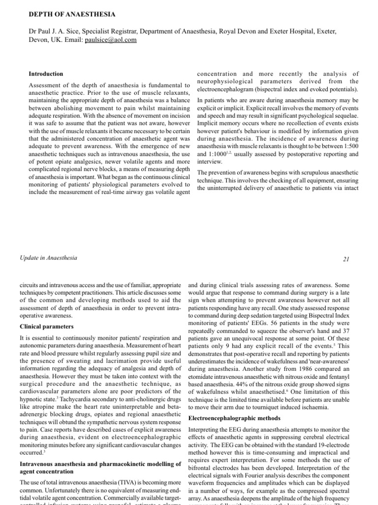 Assessing Depth of Anaesthesia | PDF | Anesthesia | Electroencephalography
