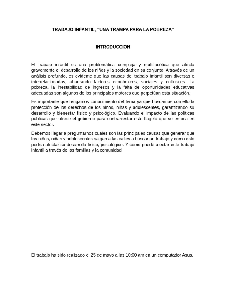 Trabajo Infantil | PDF | Trabajo infantil | Pobreza