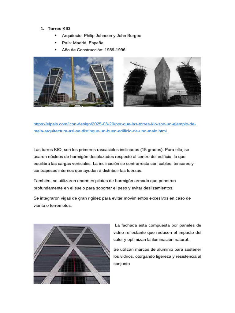 Construcción de las Torres KIO en Madrid | PDF