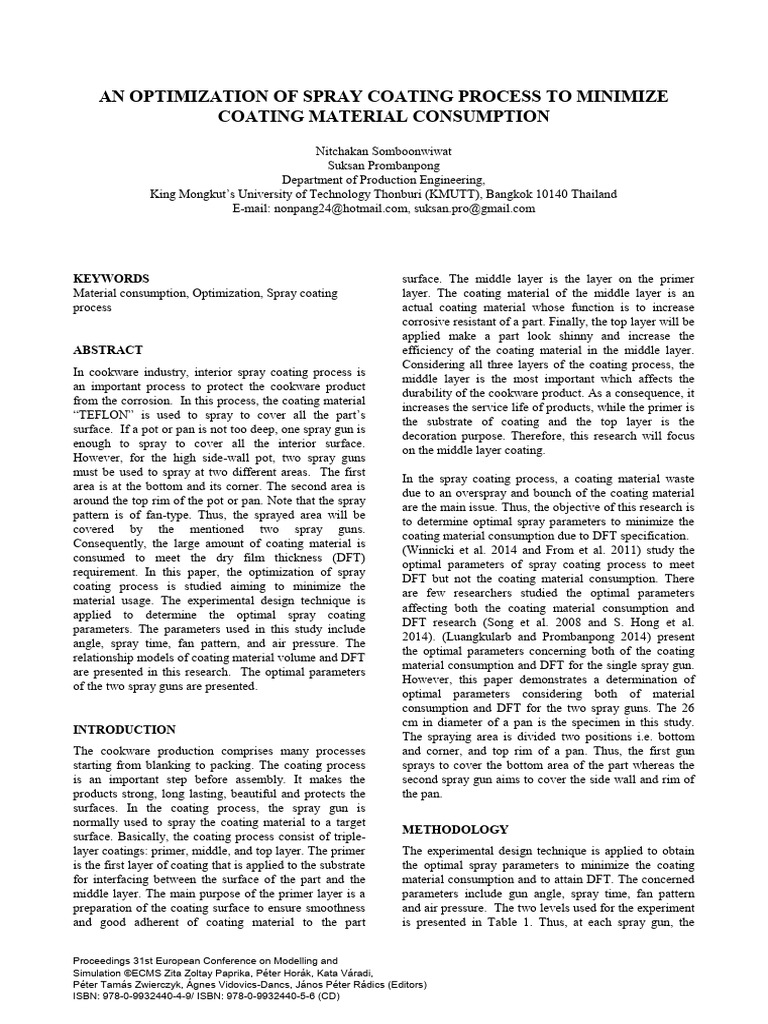 An Optimization of Spray Coating Process-1 | PDF | Analysis Of Variance ...