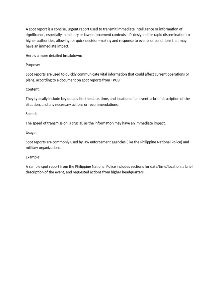A Spot Report i-WPS Office | PDF