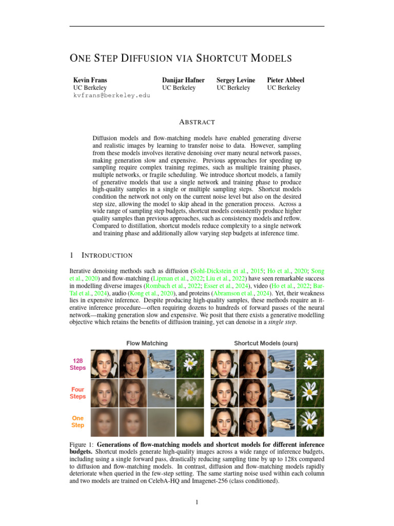 One Step Diffusion Via Shortcut Models | PDF | Applied Mathematics ...
