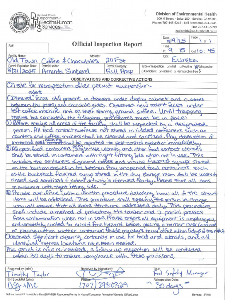 DHHS Health Inspection Report | PDF