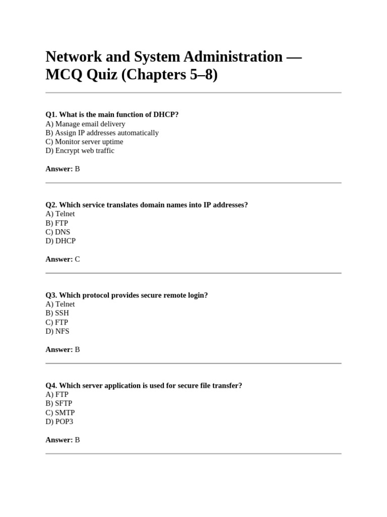 Network and System Administration | PDF | File Transfer Protocol | Secure Shell