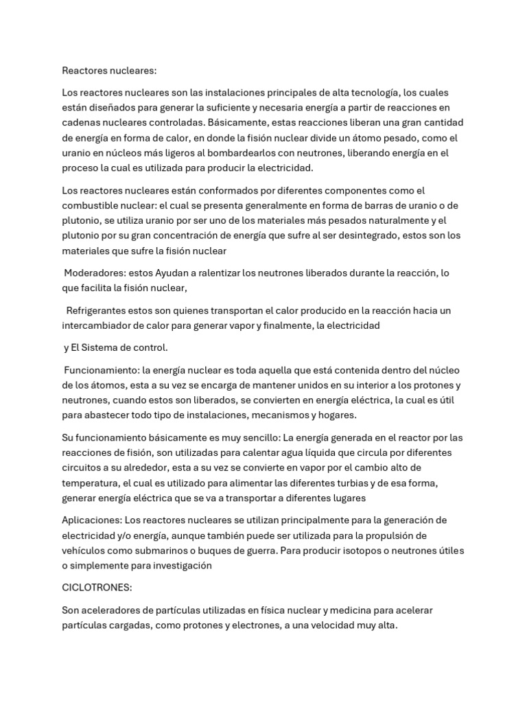 Reactores Nucleares | PDF | La energía nuclear | Fisión nuclear