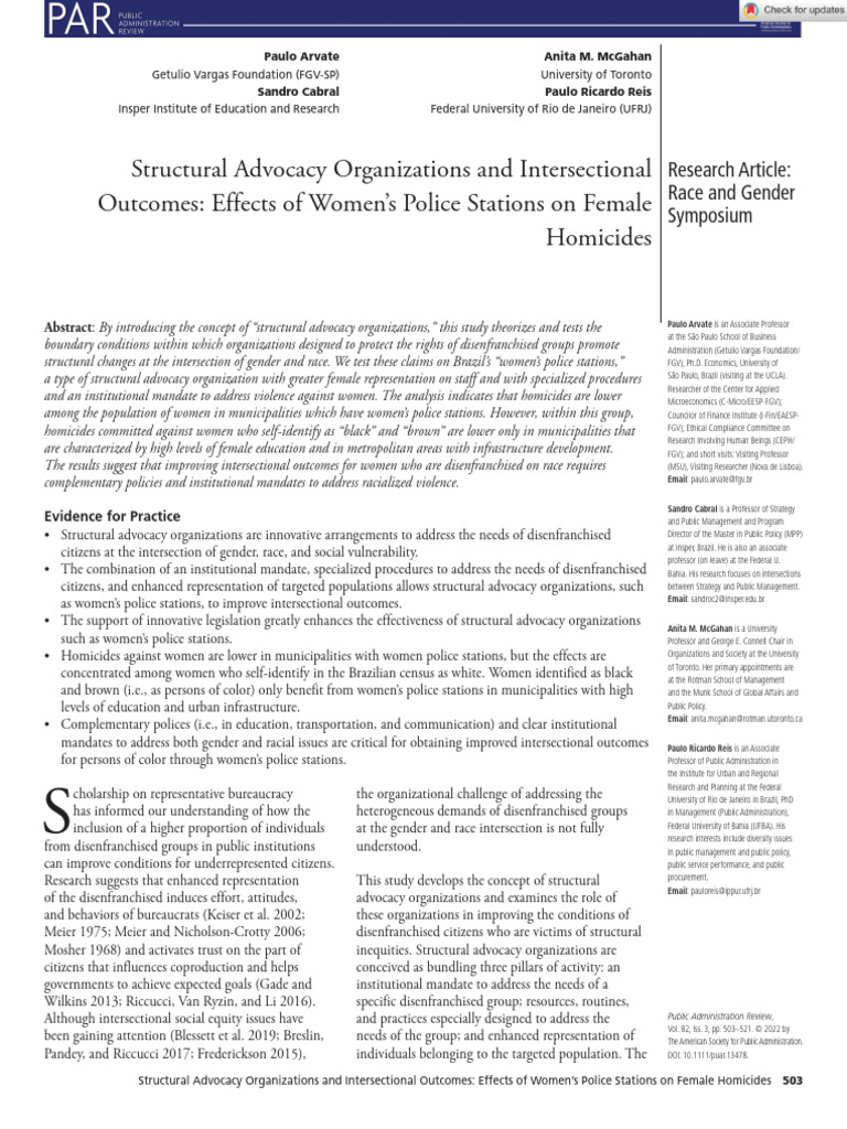 Arvate Cabral Mcgahan Reis 2022 | PDF | Violence | Intersectionality