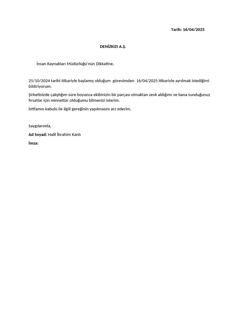 Istifa Dilekcesi | PDF