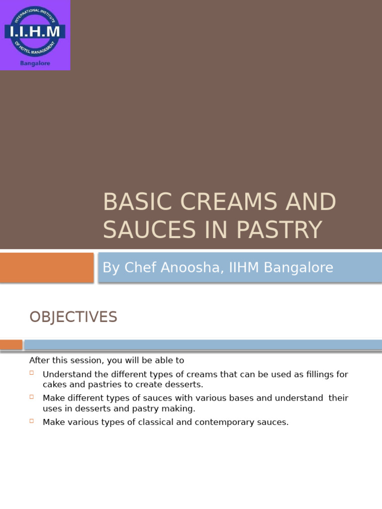 Basic Creams and Sauces | PDF | Custard | Desserts