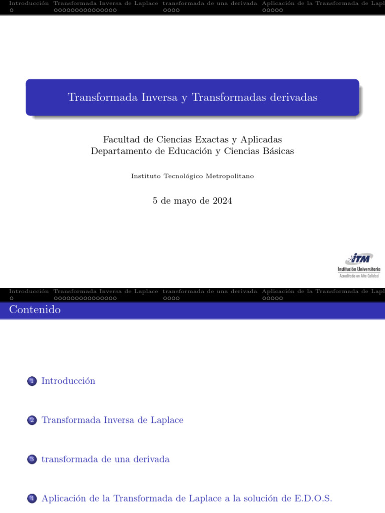 Clase 18 - Transformada Inversa y Transformadas Derivadas | PDF ...