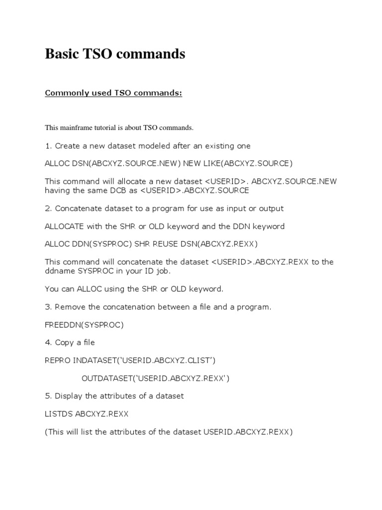 Basic TSO Commands | PDF