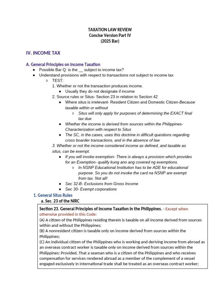 Income Tax Principles in Philippine Law | PDF | Capital Gains Tax ...