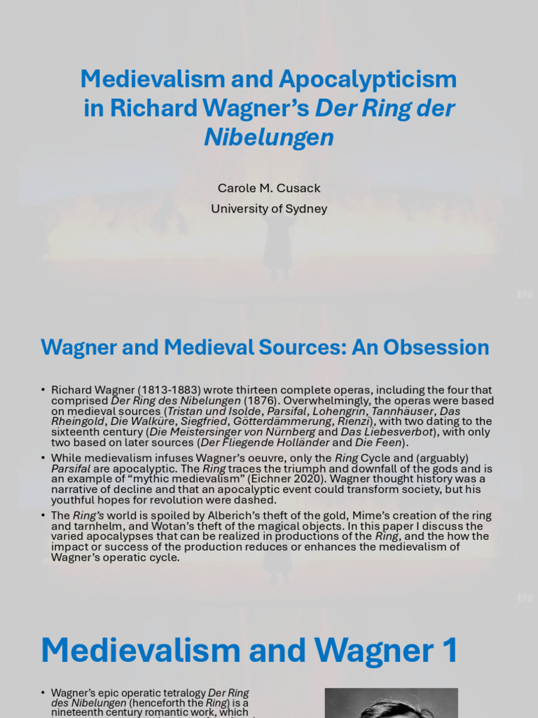 Medievalism and Apocalypticism in Richar | PDF | Richard Wagner