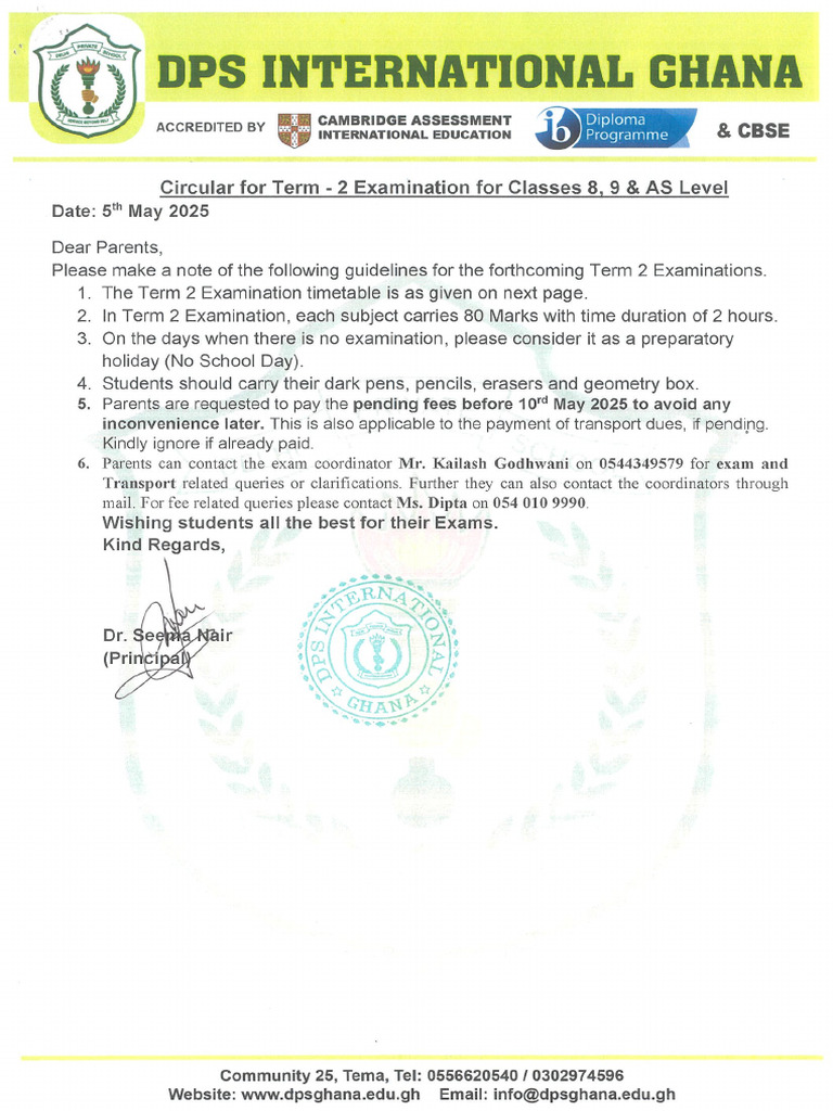Grade 9 Term 2 Time Table With Topics | PDF