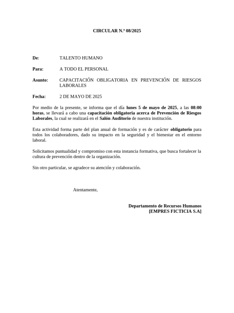 Capacitación Obligatoria en Riesgos Laborales | PDF