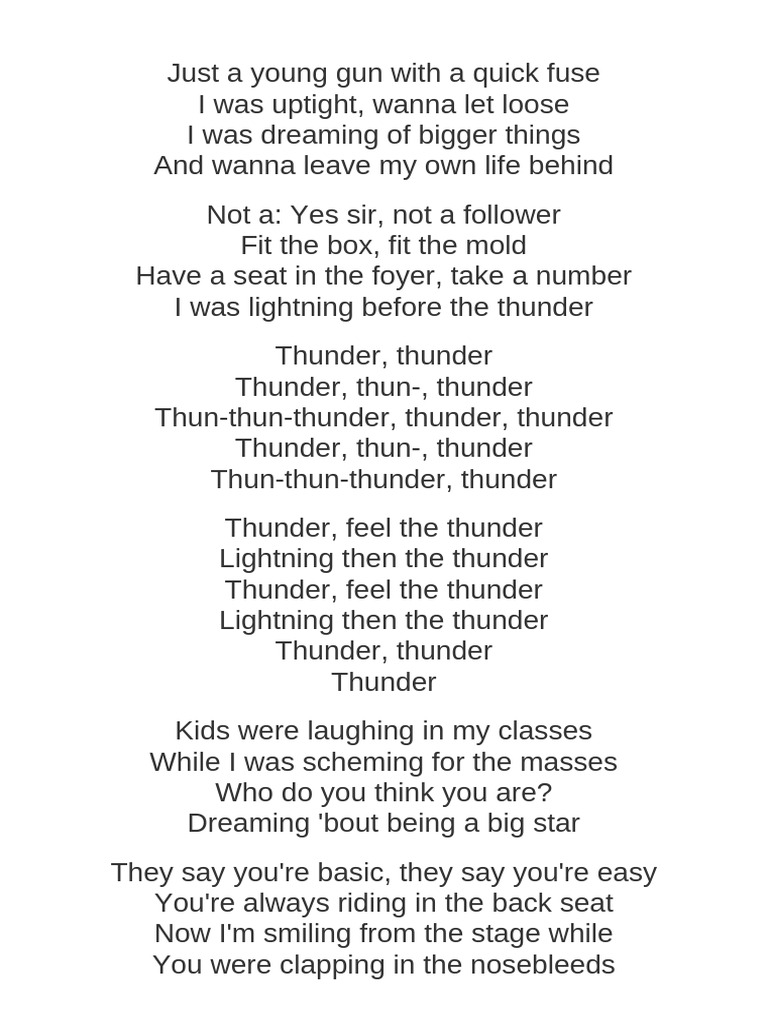 Thunder by Imagine Dragons | PDF