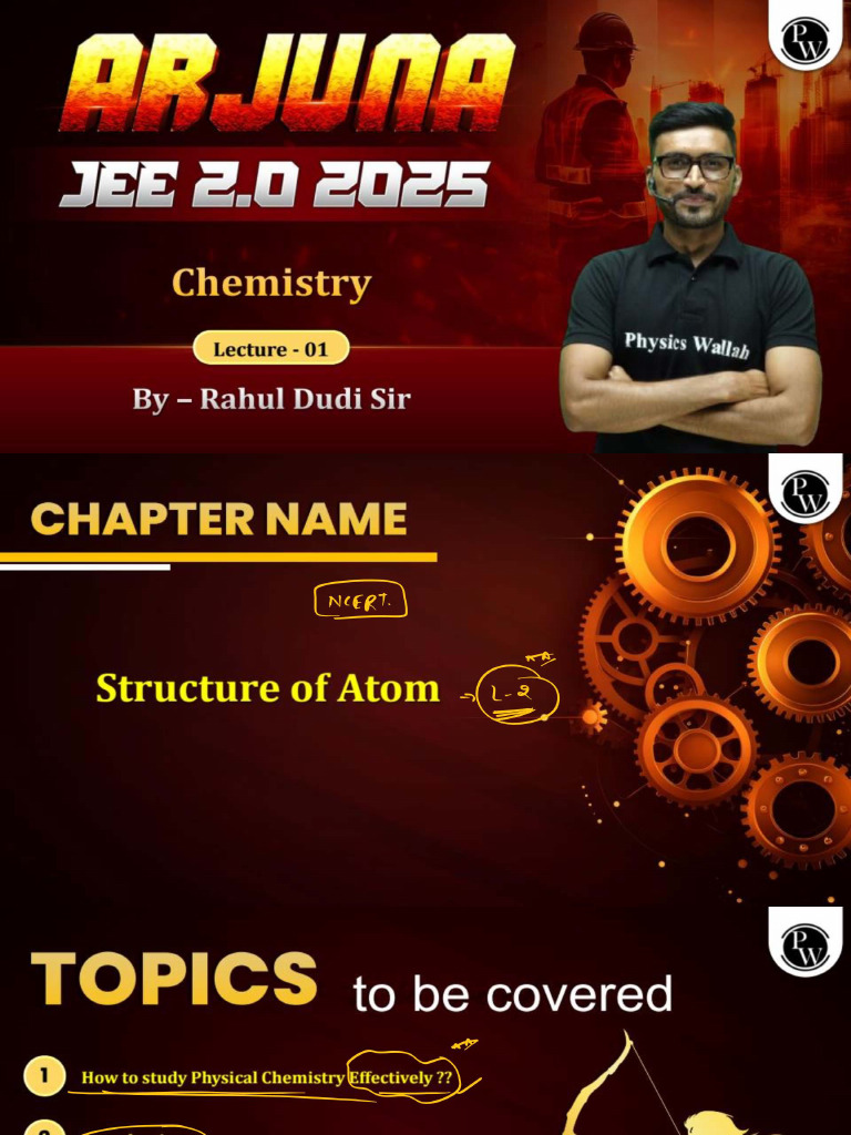 Structure of Atom 01 - Class Notes - Arjuna JEE 2.0 2025 | PDF