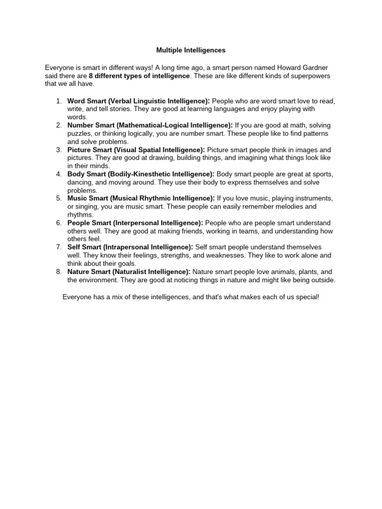 Multiple Intelligences | PDF