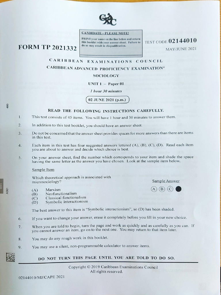 2021 Soc Unit 1 Paper 1 | PDF