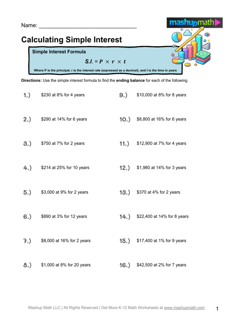 Calculating Simple Interest (A) | PDF