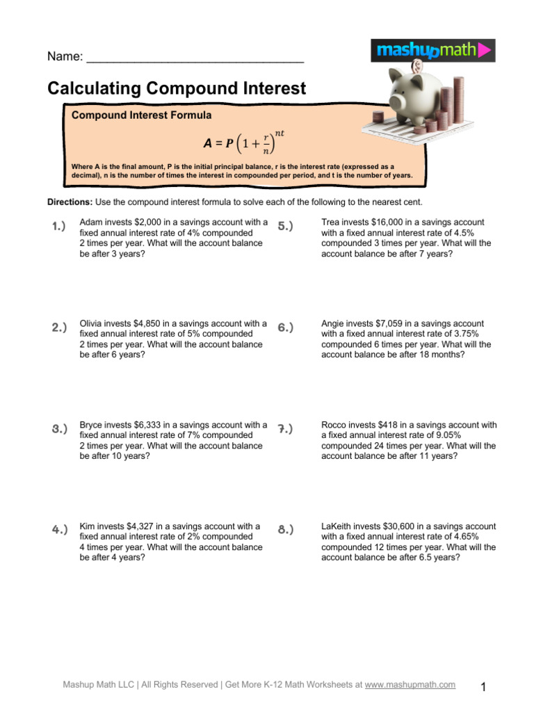 Calculating+Compound+Interest+(A) | PDF | Interest | Compound Interest