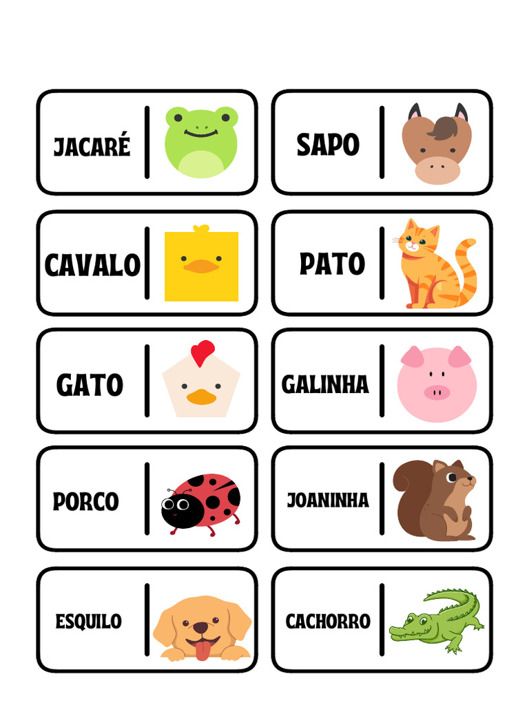 Farm Animal Shape Domino Game Worksheet in Colorful Illustrative Style ...